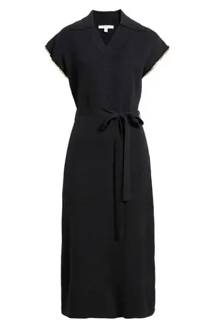 ZOE AND CLAIRE Chain Trim Tie Belt Midi Dress