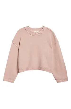 CITY BLUES Relaxed Crop Sweater - Blush