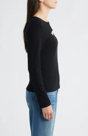 CITY BLUES Cutout Rib Top - Black