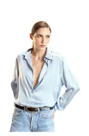 Cynthia Rowley Silk Classic Shirt - Blue