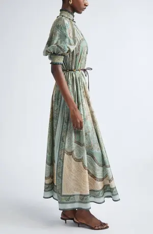 Zimmermann Wanderlust Paisley Silk Maxi Dress - Tapestry Teal Multi