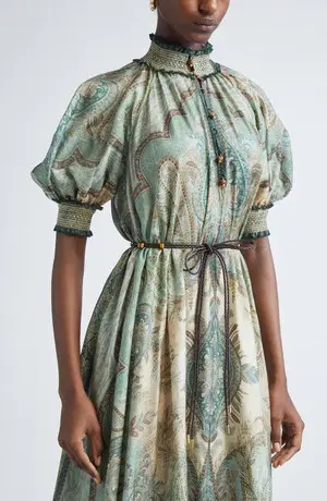 Zimmermann Wanderlust Paisley Silk Maxi Dress - Tapestry Teal Multi