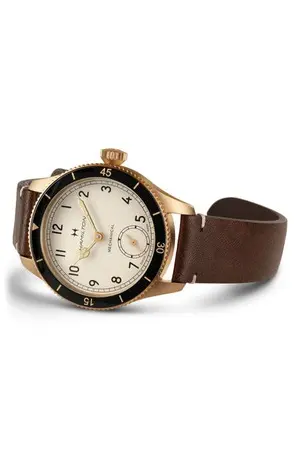 Hamilton Khaki Aviation Pilot Pioneer Bronze Leather Strap Watch