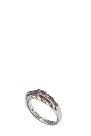 Chrome Hearts Sterling Floral Cross Ring - Pink