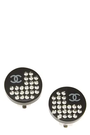 Chanel Button Earrings - Black