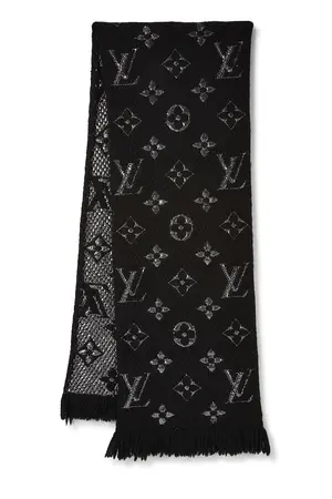 LOUIS VUITTON Wool Logomania Shine Scarf - Black