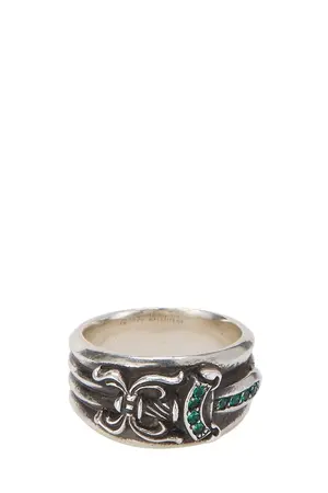 Chrome Hearts Sterling Emerald Dagger Ring