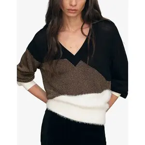 REISS Stretch-knit Color-block Jumper