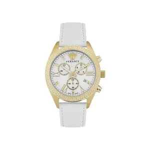 Versace Greca Chrono Leather Watch - Gold