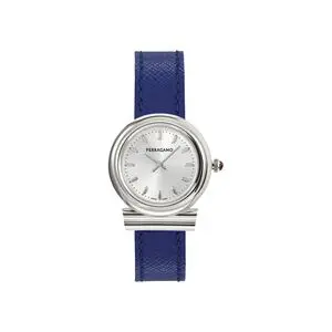 FERRAGAMO Gancini Leather Watch - Silver