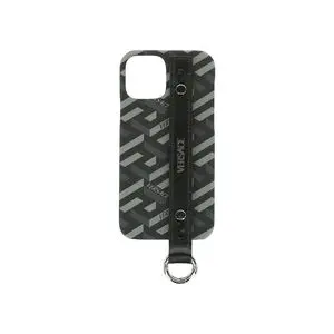 Versace Coated Canvas La Greca Iphone 12 Case - Black