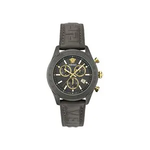 Versace Chrono Master Leather Watch - Black