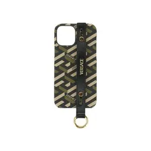 Versace Coated Canvas La Greca Iphone 12 Case - Green