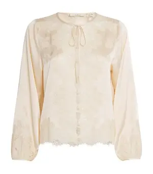 DÔEN Lace-trimmed Silk-satin Blouses