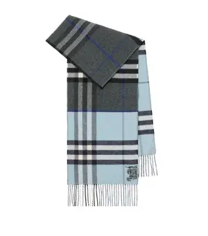 Burberry Cashmere Contrast Check Scarf - Black