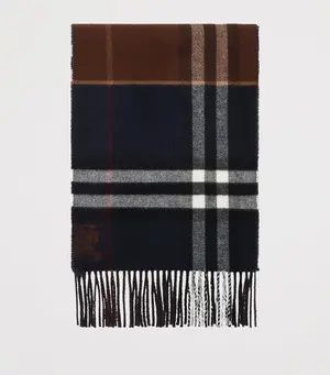 Burberry Cashmere Contrast Check Scarf - Blue
