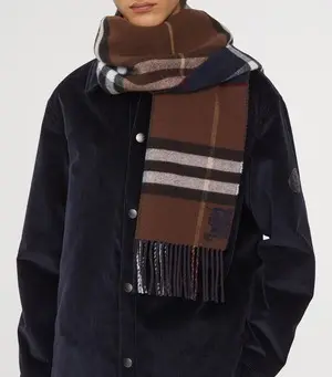Burberry Cashmere Contrast Check Scarf - Blue