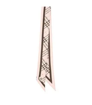 Burberry Silk Check Knight Skinny Scarf - Pink
