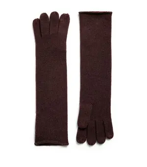 Maje Long Wool-cashmere Gloves - Brown