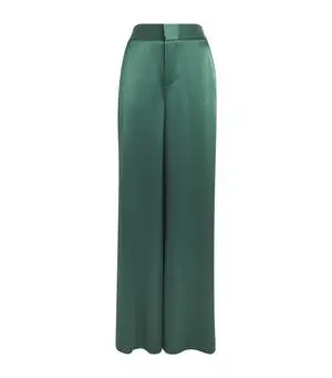 Alice + Olivia Satin Wide-leg Trousers - Green