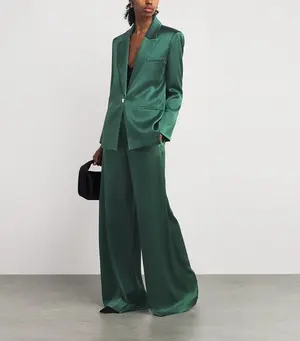 Alice + Olivia Satin Wide-leg Trousers - Green