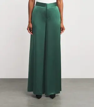 Alice + Olivia Satin Wide-leg Trousers - Green