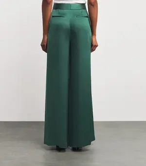 Alice + Olivia Satin Wide-leg Trousers - Green