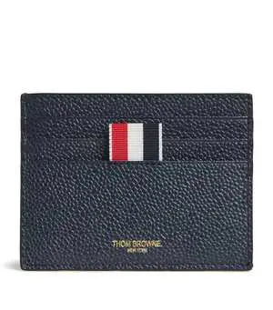 Thom Browne Leather Card Holder - Navy