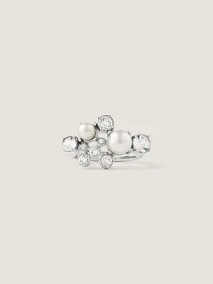 Givenchy Crystal Pearl Ring - White/silvery