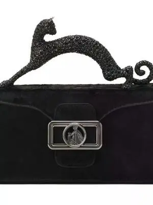 LANVIN Leather Crossbody Bag With Crystal-embellished Panther Handle