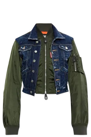 Dsquared2 Hybrid Denim Bomber Jacket - Green