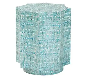 BAXTON STUDIO Olesia Mosaic Teal Mother Of Pear L End Table - One-color