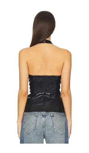 Astr The Label Yaritza Faux Leather Top