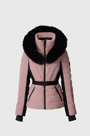 Mackage ELITA-ZR Down Ski Jacket With Fox Fur Trim Blush