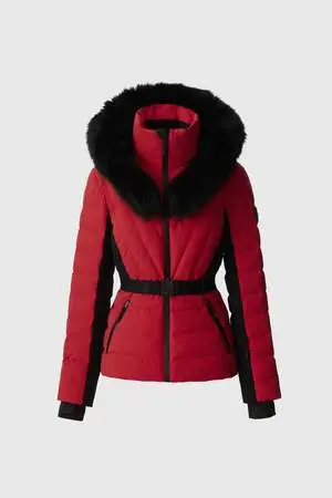 Mackage ELITA-ZR Down Ski Jacket With Fox Fur Trim Red