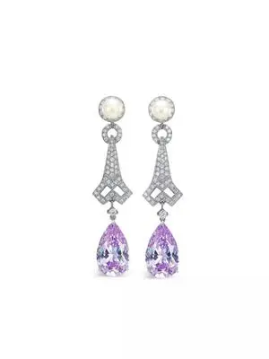 ANABELA CHAN 14k White Gold Amethyst And Diamond Drop Earrings - Purple