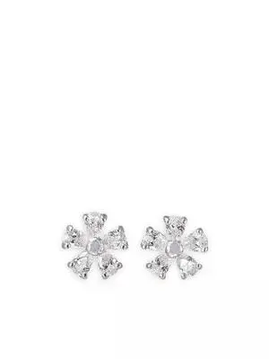ANABELA CHAN 14k White Gold Mini Marguerite Diamond Earrings - Silver