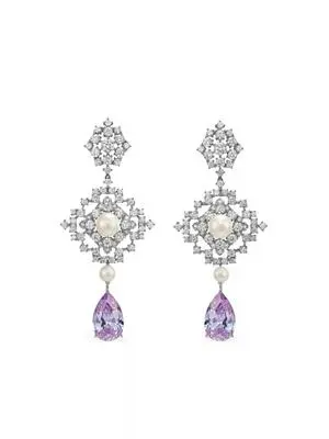 ANABELA CHAN Pixelise Multi-stone Chandelier Earrings - Purple