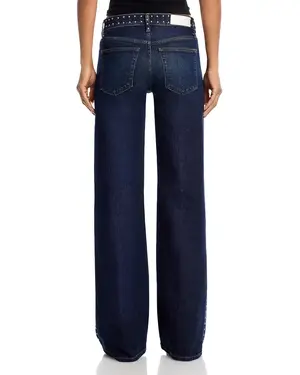 RE/DONE Studded Mid-rise Wide Leg Jeans - Barely Worn Stud