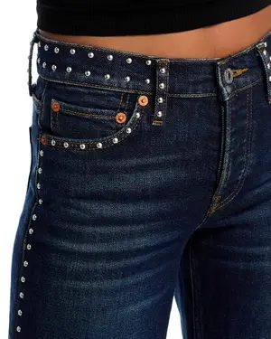 RE/DONE Studded Mid-rise Wide Leg Jeans - Barely Worn Stud