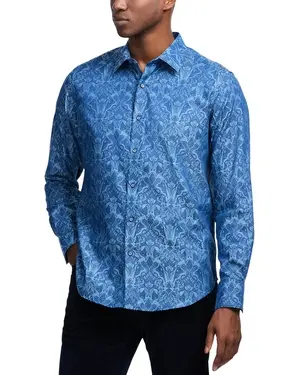 Robert Graham Highland Cotton Blend Button Down Shirt - Dark Blue