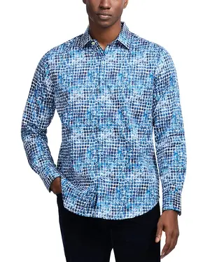 Robert Graham Hester Cotton Blend Button Down Shirt - Blue