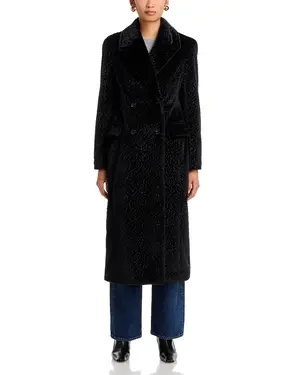 Avec Les Filles Textured Faux Fur Coat
