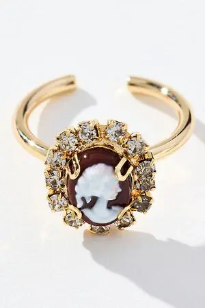 Anthropologie Cameo Cocktail Ring - Wine