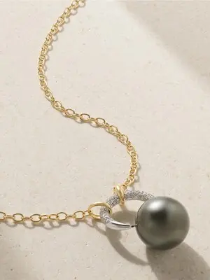 Mizuki 18-karat Pearl And Diamond Necklace - Gold