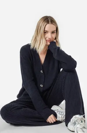 SUNDAY CITIZEN Oversized Ribbed Cardigan - Coal