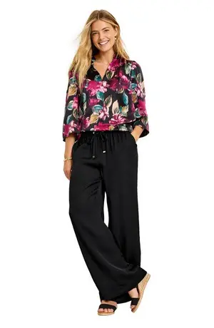 Tommy Bahama Satin Drawstring Wide Leg Pants