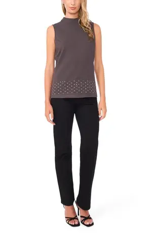 Vince Camuto Bead Detail Mock Neck Top