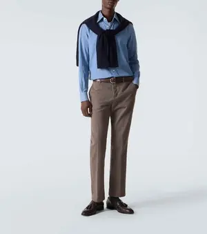 Kiton Cotton And Cashmere Slim Chinos