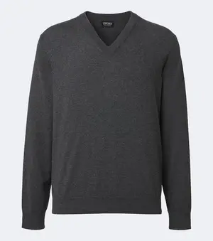 Zegna Cashmere V-neck Sweater - Grey